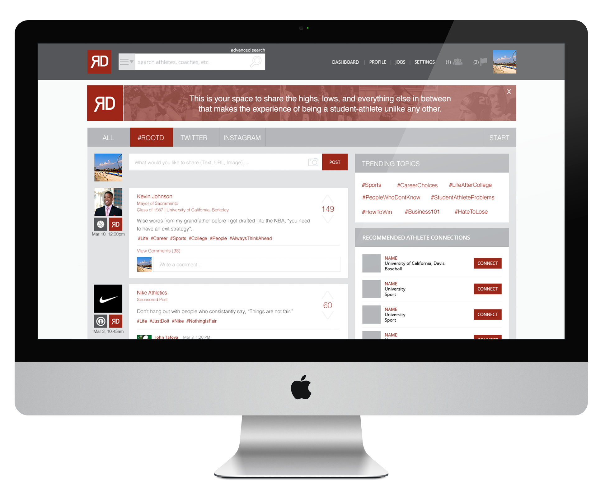 ROOTD is an athletics based social network | asap developers